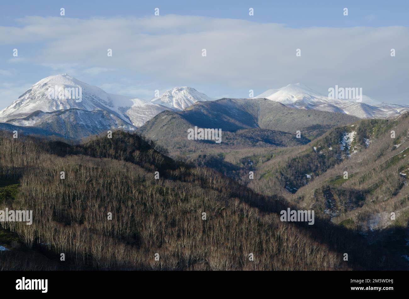 Shiretoko Mountain Range with Mount Rausu on the left. Hokkaido. Japan ...
