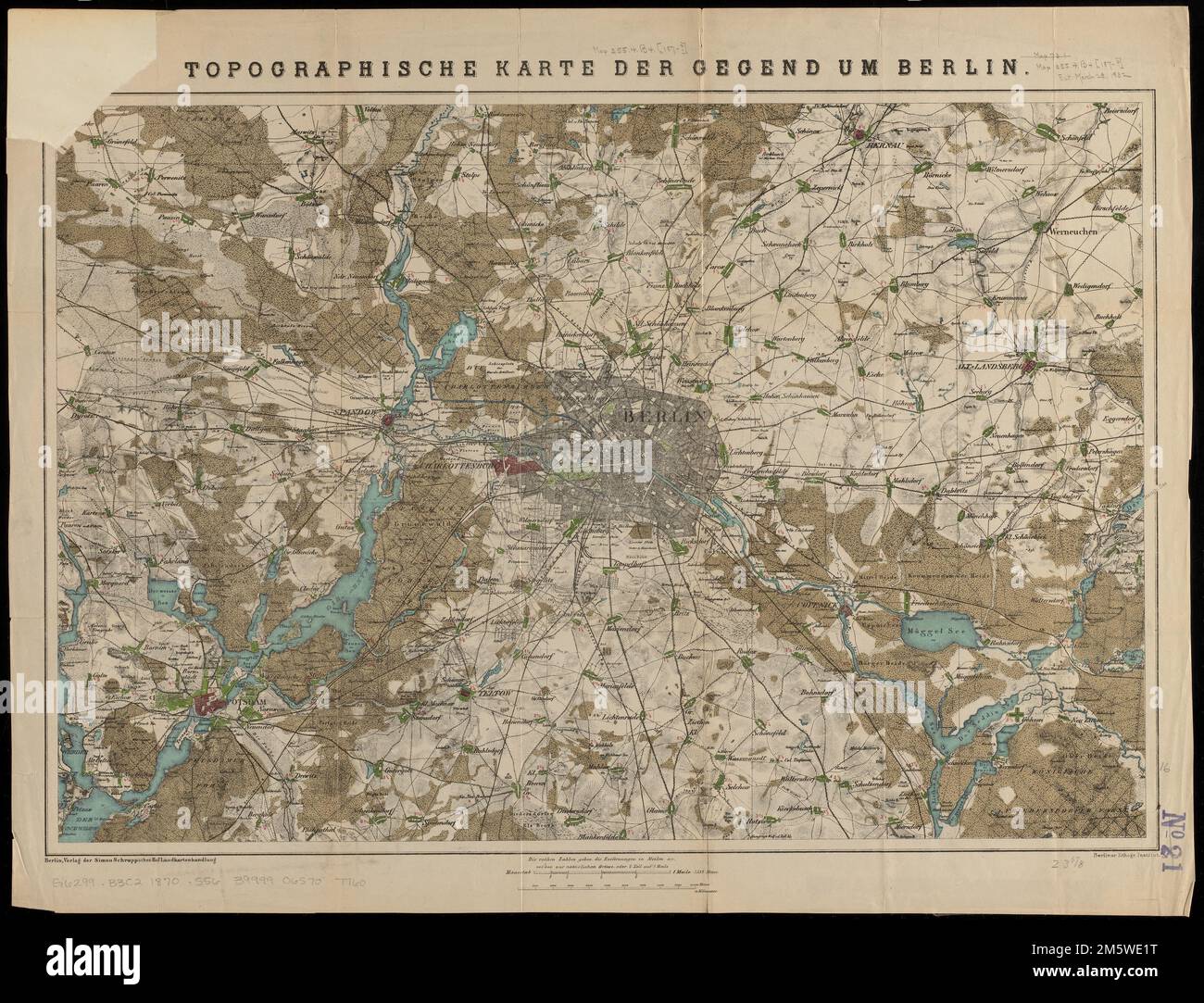 Topographische karte der gegend um Berlin. Relief shown by hachures ...