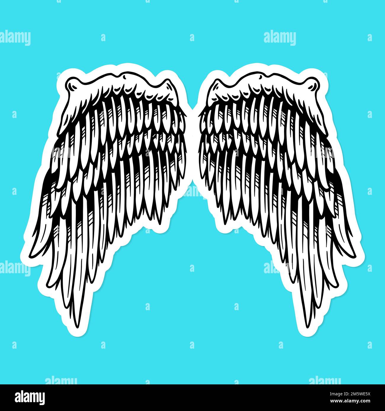 Wings outline sticker overlay with a white border vector Stock Vector ...