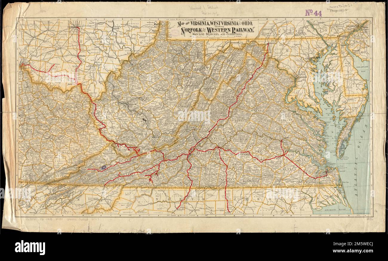 Map of Virginia, West Virginia and Ohio : showing Norfolk and Western ...