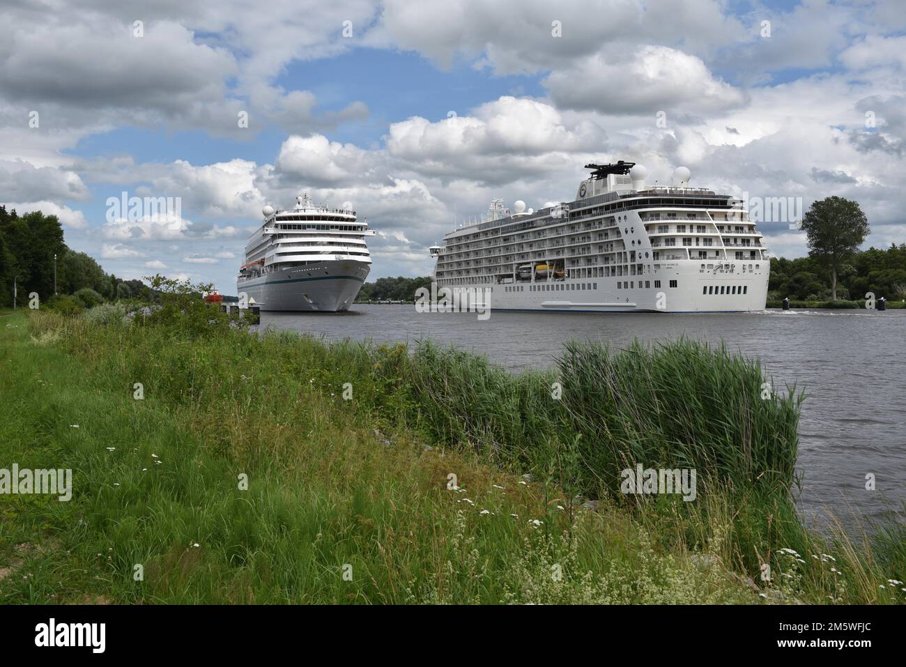 Cruise ships meet in the Kiel Canal, Germany Stock Photo - Alamy