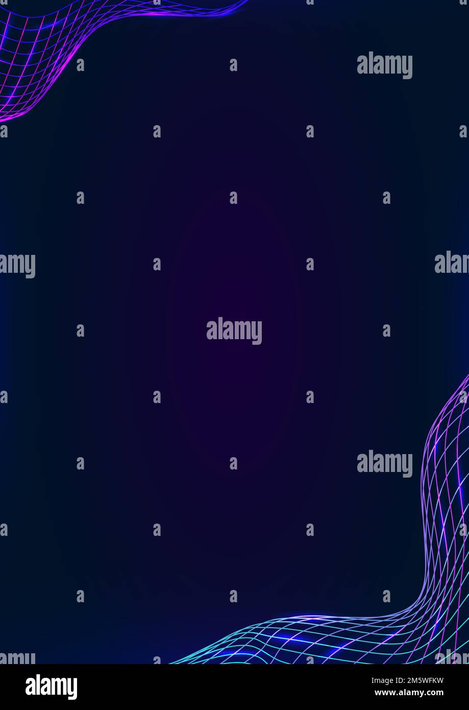 Neon synthwave border on a dark purple poster template vector Stock ...