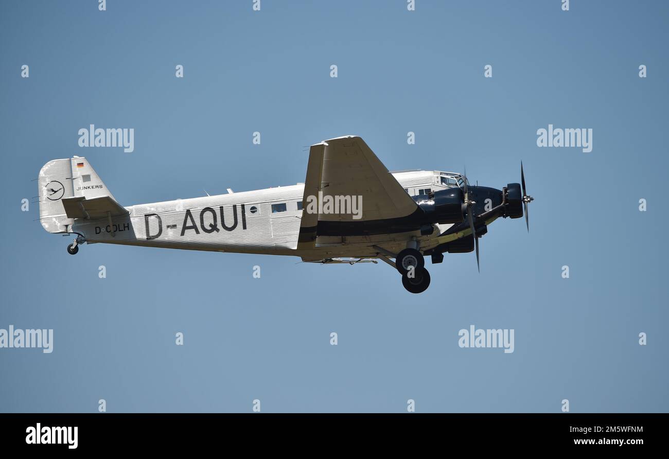 Propeller plane JU 52 in the air, Germany Stock Photo - Alamy