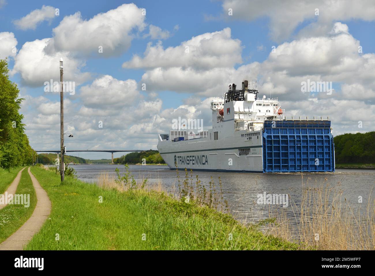 Car carrier, container ship on the Kiel Canal, Schleswig-Holstein ...