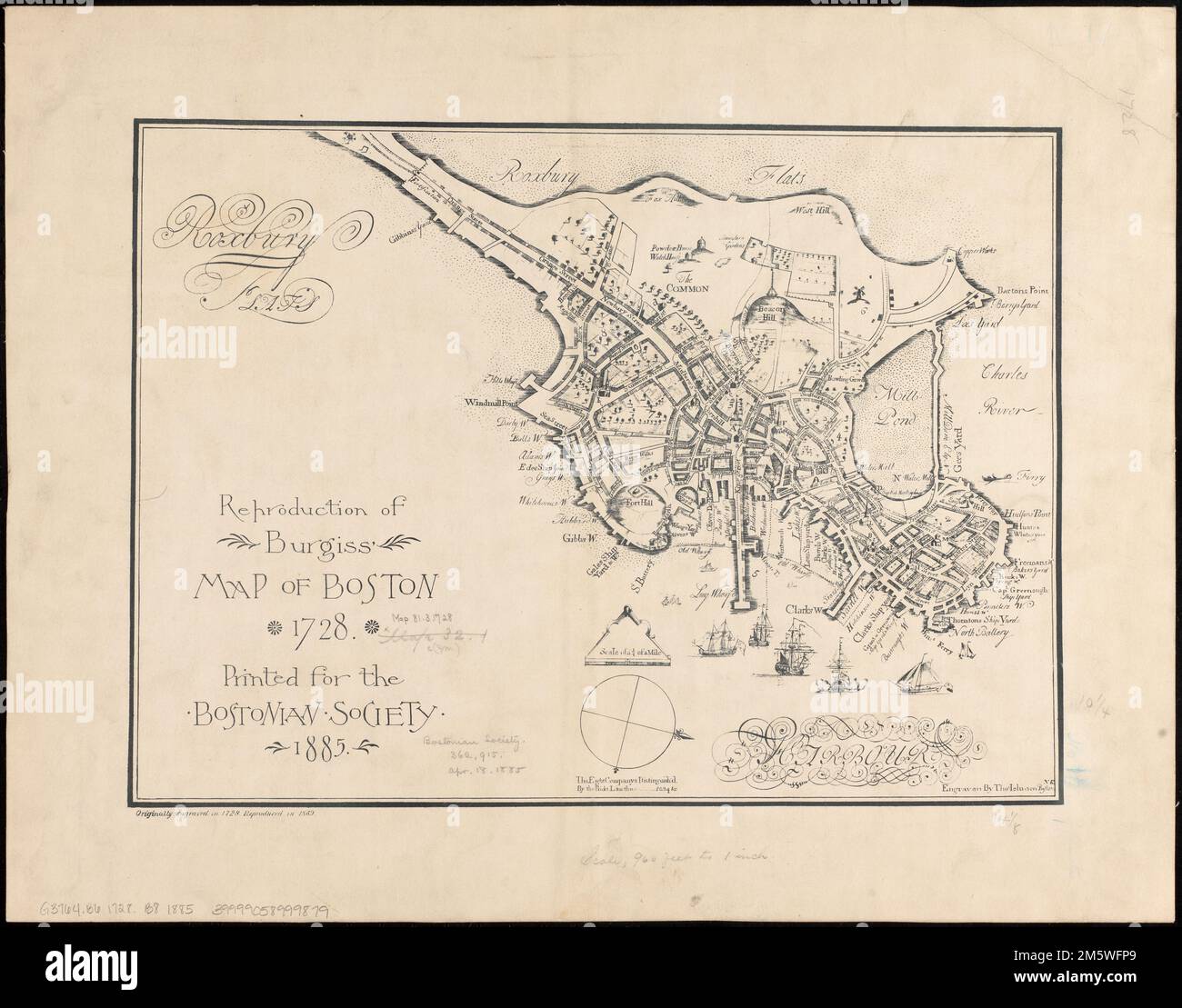 Reproduction of Burgiss' map of Boston, 1728 : printed for the ...