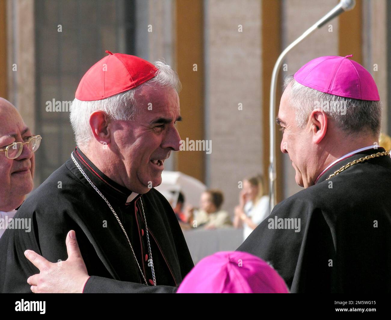 A cardinal and bishop in conversation, first papal audience, Pope ...