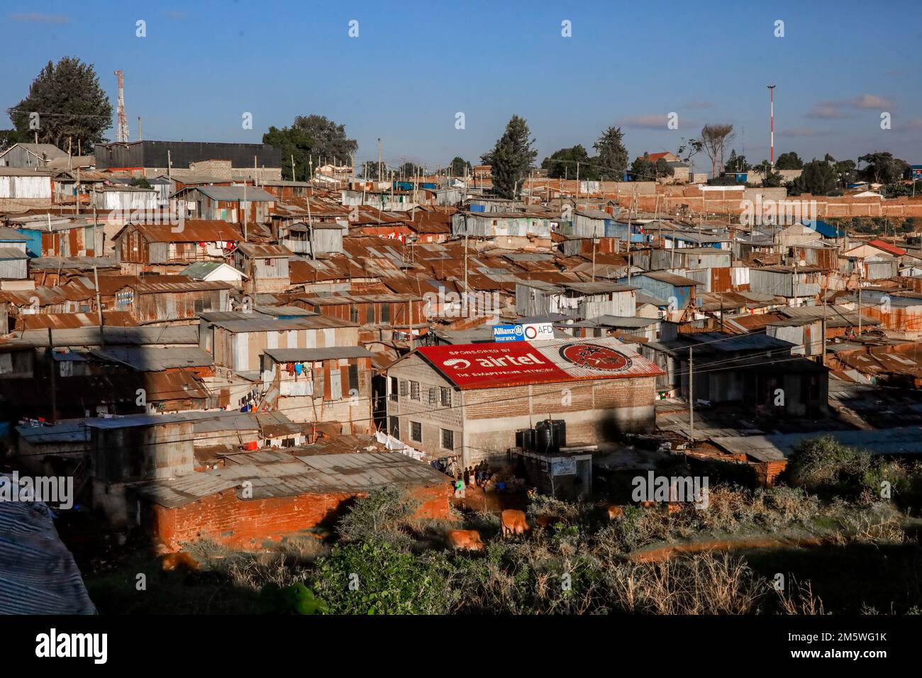 Nairobi, Kenya. 29th Dec, 2022. An evening view of Kibera Slum in ...