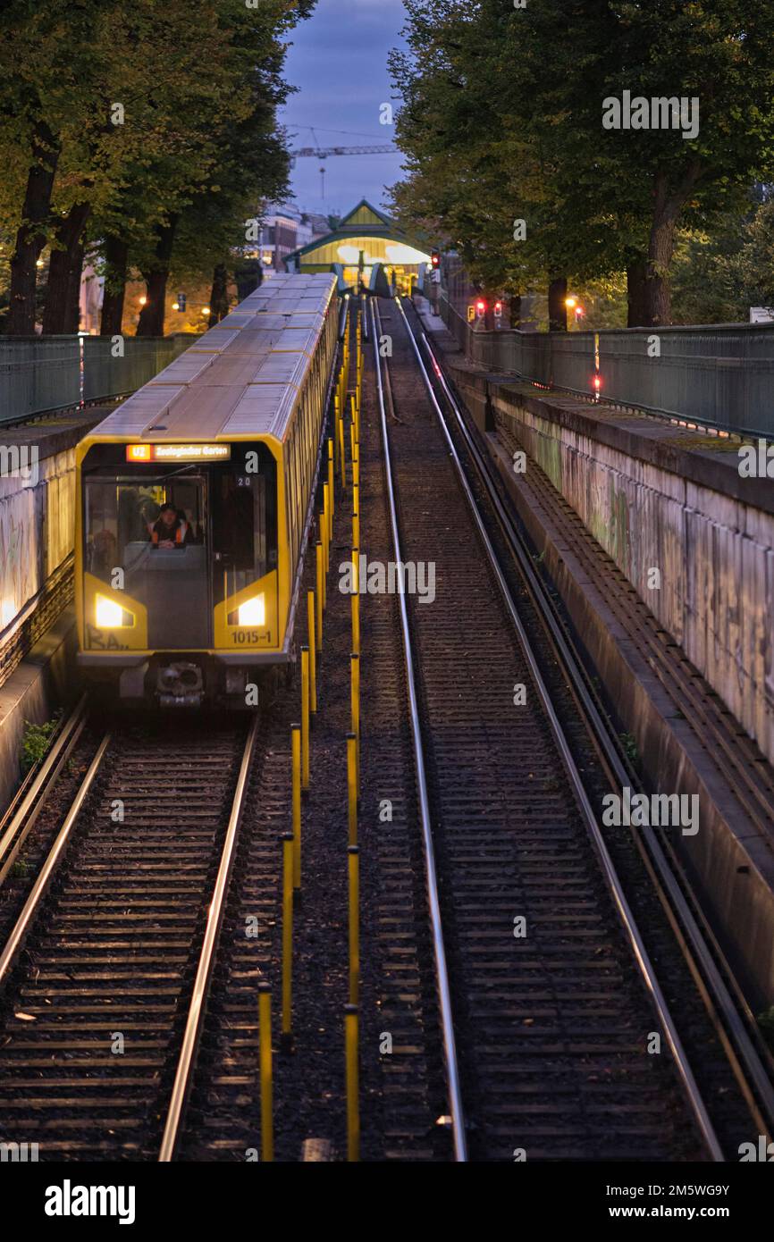 Germany, Berlin, 18. 10. 2020, underground line, in front of the tunnel ...