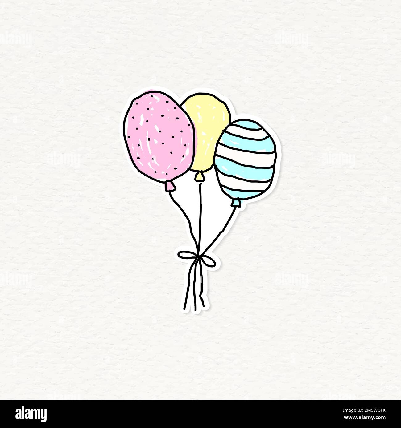 Doodle colorful balloons journal sticker on a beige background vector ...
