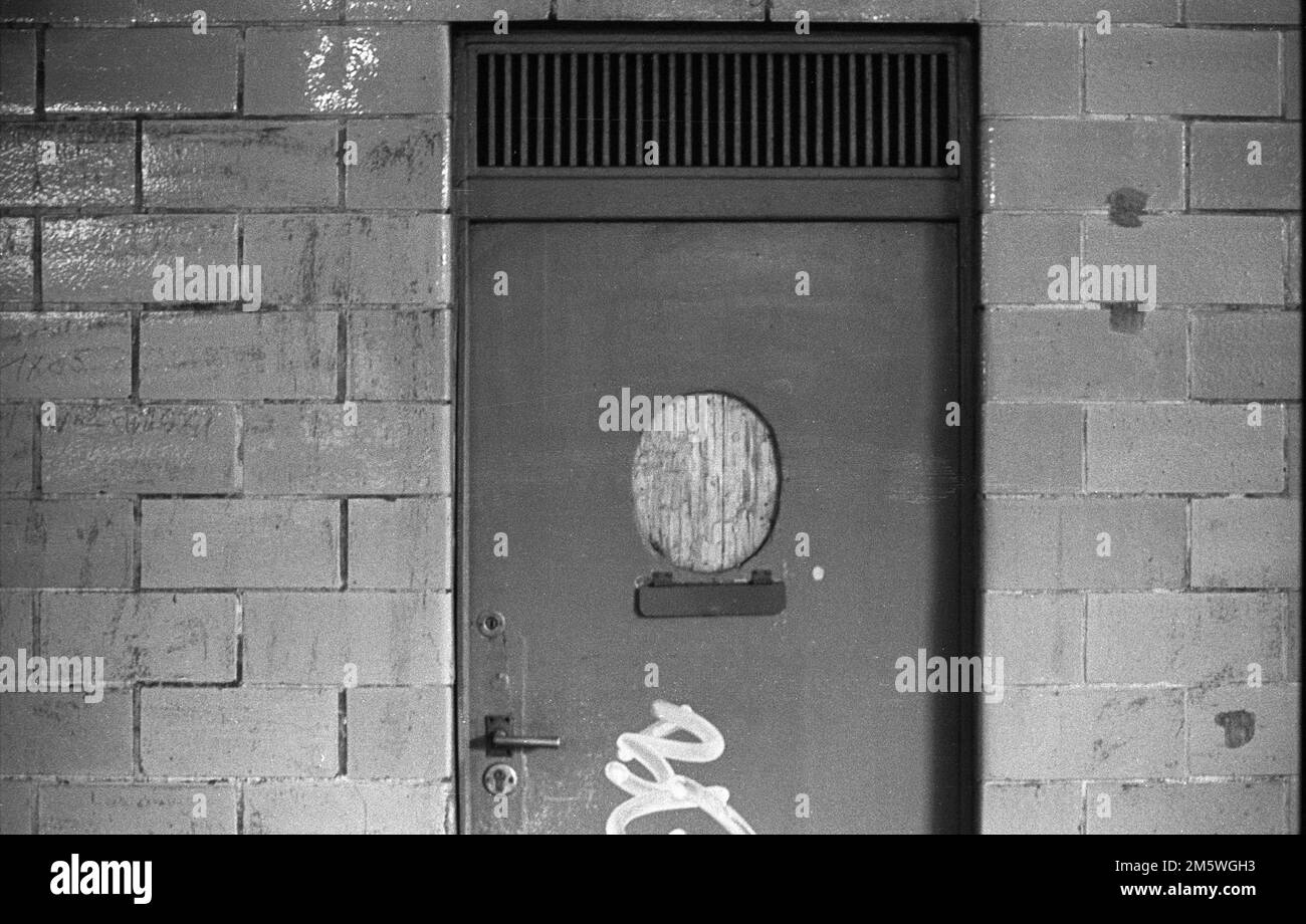 GDR, Berlin, 21. 02. 1990, removed SED party symbol on the door to the ...
