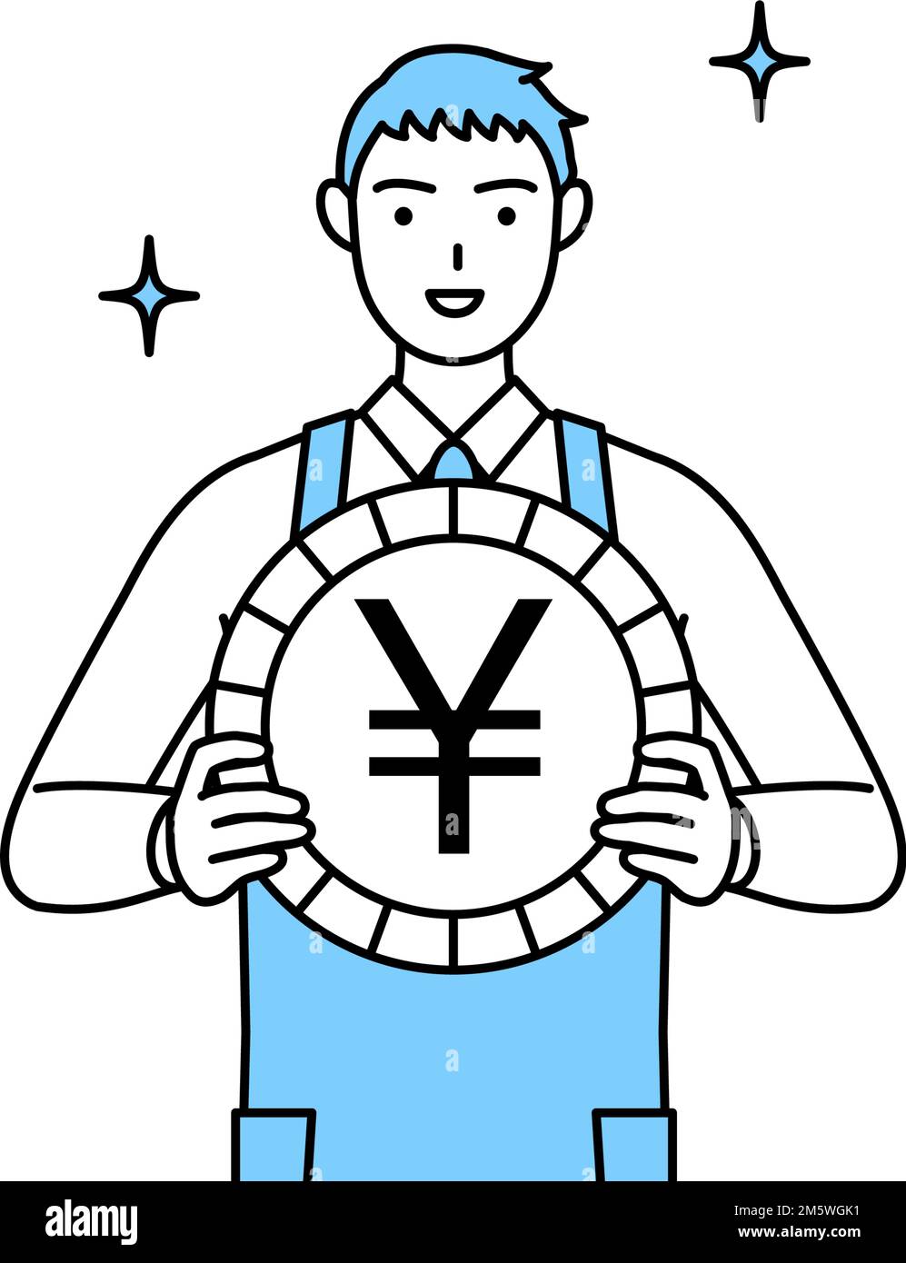 A man in an apron, an image of foreign exchange gains and yen ...