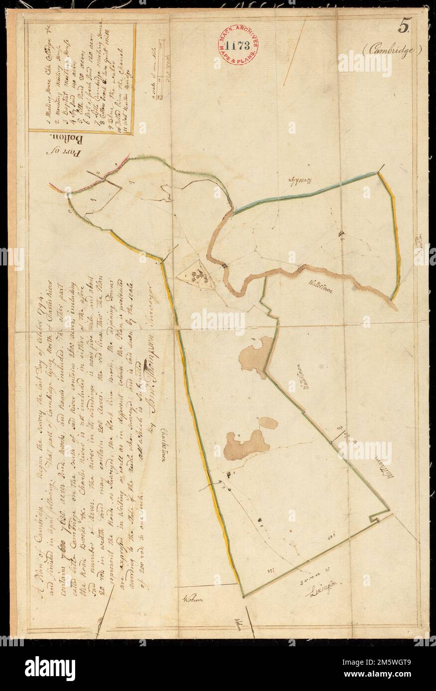 Plan of Cambridge, made by Samuel Thompson, dated April, 1795 ...