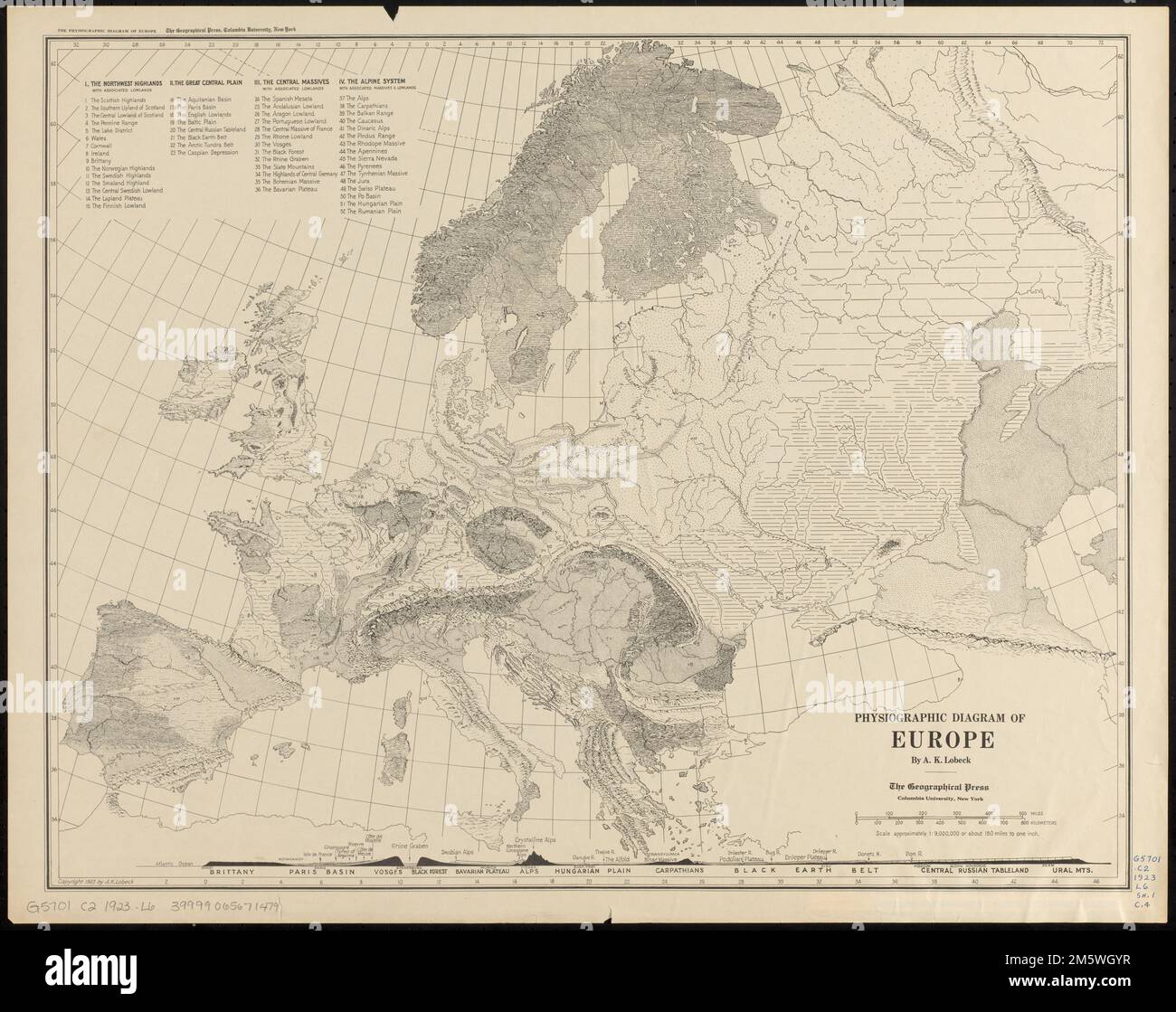 Physiographic diagram of Europe. Relief shown by landform drawings ...