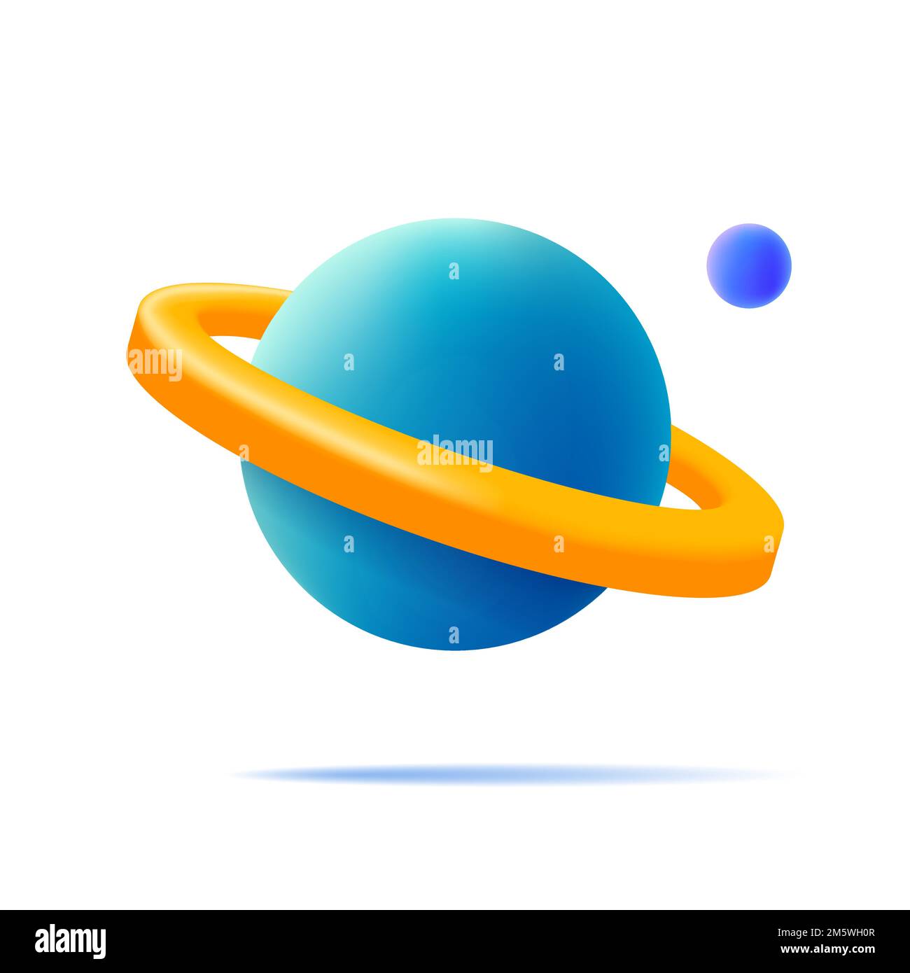 Icon Planet Saturn with ring around. 3d render globe with satellite ...