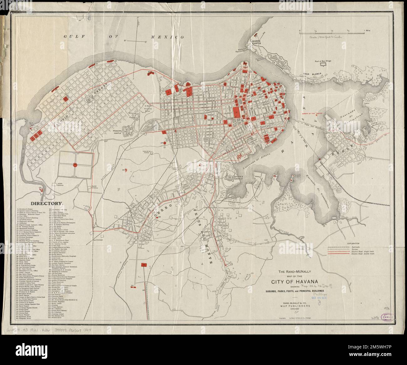 The Rand-McNally map of the city of Havana showing suburbs, parks ...