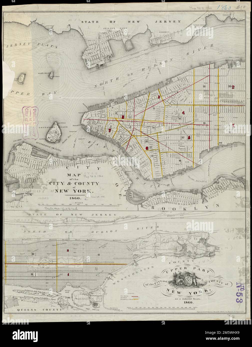 Map of the city & county of New York ; Upper part of the city and ...