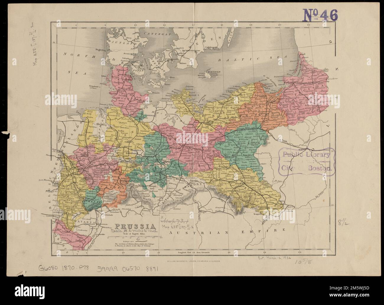 Prussia. Relief shown by hachures.... , Germany Poland Stock Photo - Alamy