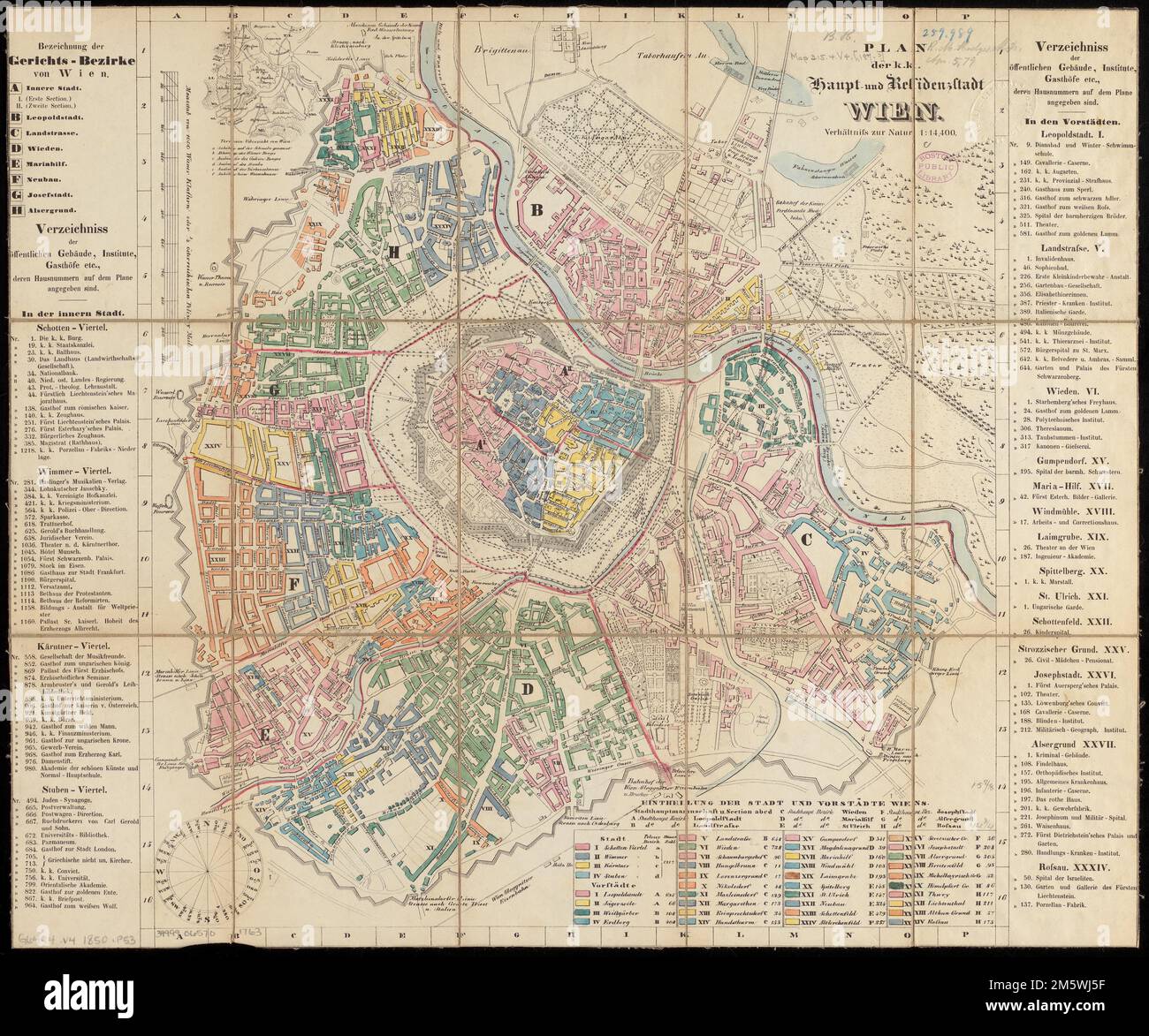 Plan der k.k. haupt- und residenzstadt Wien. Date from districts and ...