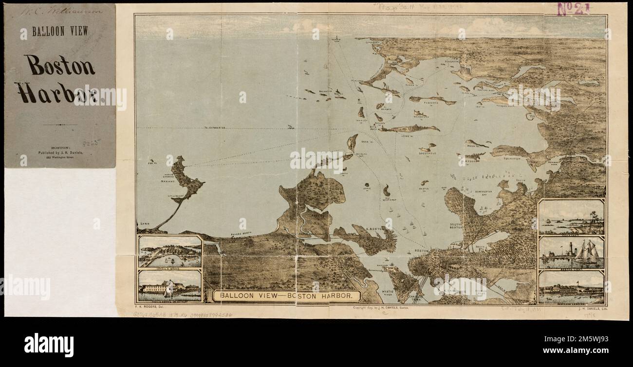 Balloon view--Boston Harbor. Bird's-eye view. Oriented with north ...
