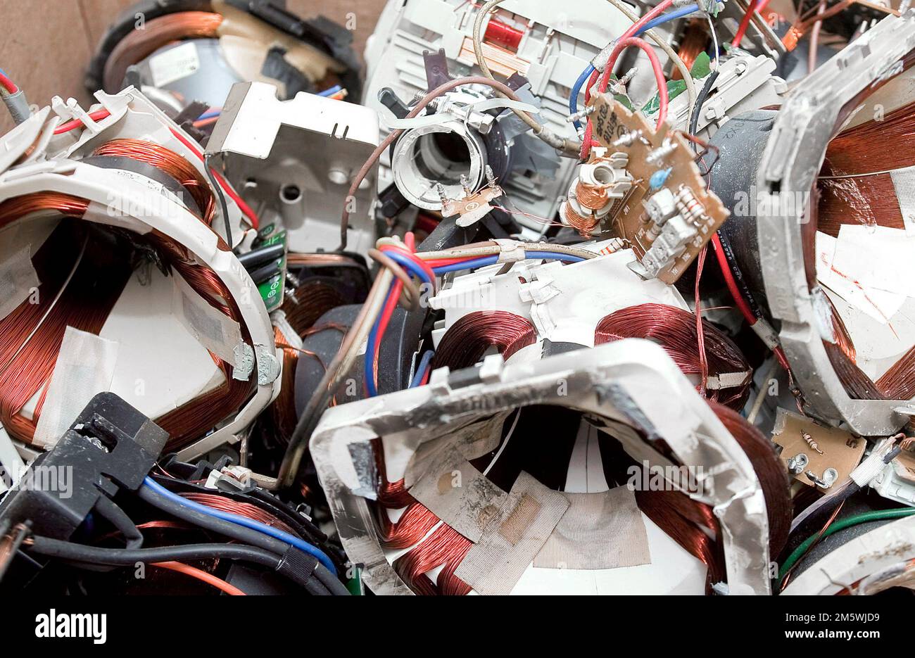E-waste. Electronics recycling by sims, dismantling televisions ...