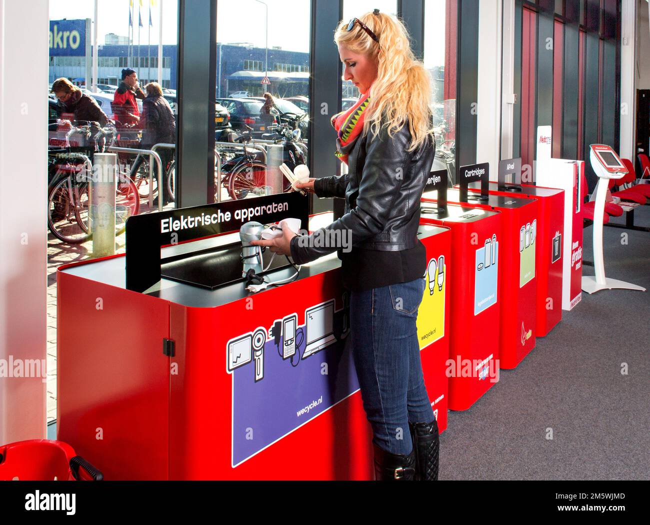 Collection of used electrical devices in the supermarket. Holland ...