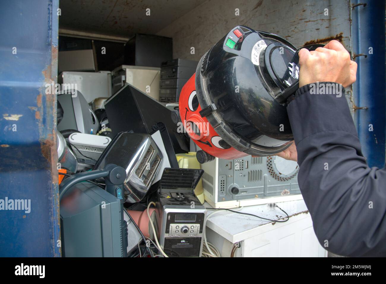 E-waste, people offer household appliances for recycling at the ...