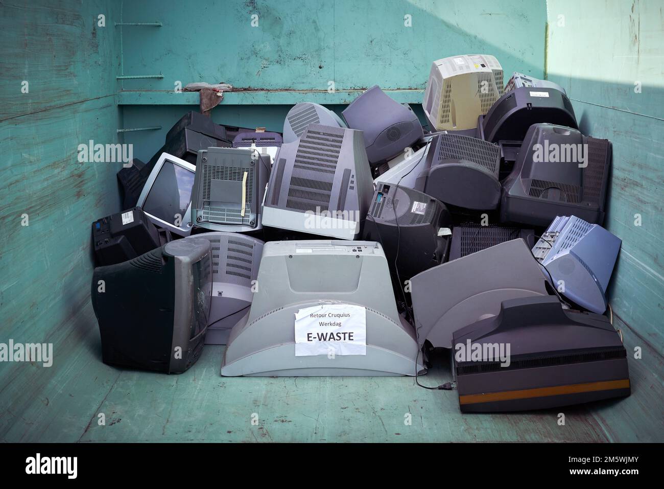 Processing e-waste by ROS Amsterdam.Amsterdam Holland. Storage of ...