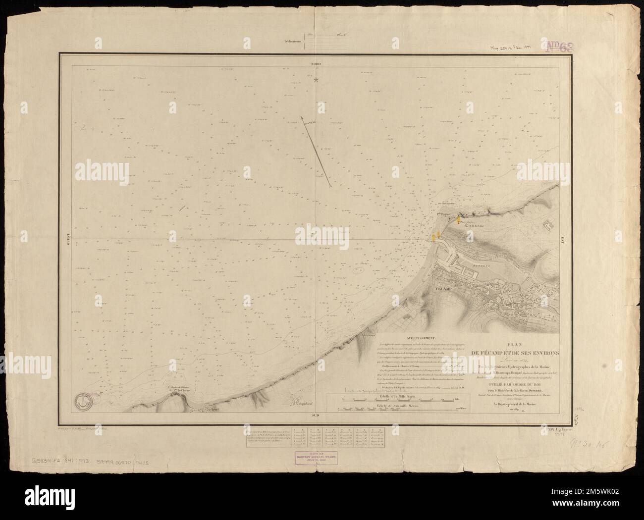 Plan de Fécamp et de ses environs. Relief shown by hachures. Depths ...