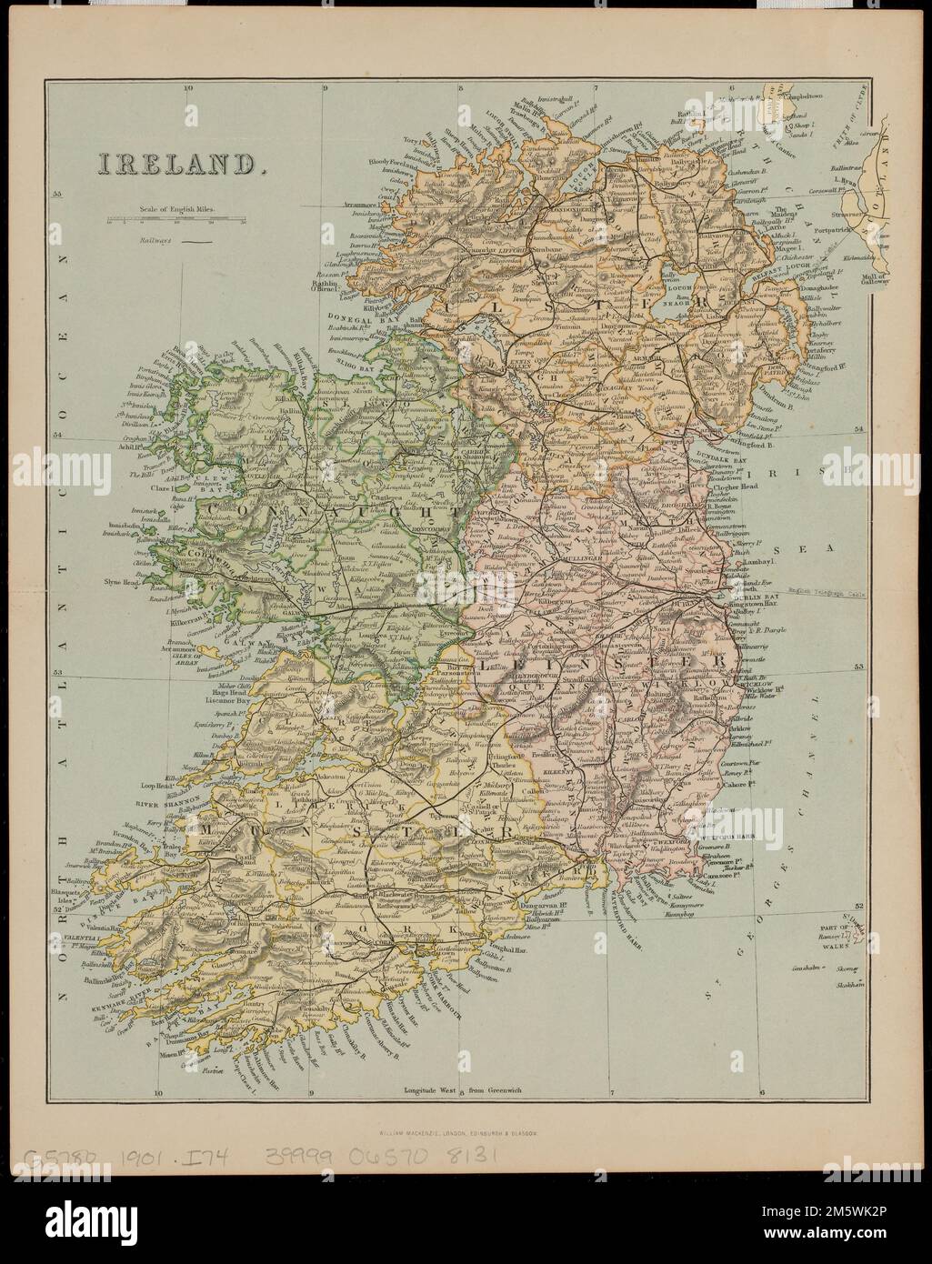 Ireland. Relief shown by hachures.... , Ireland Stock Photo - Alamy