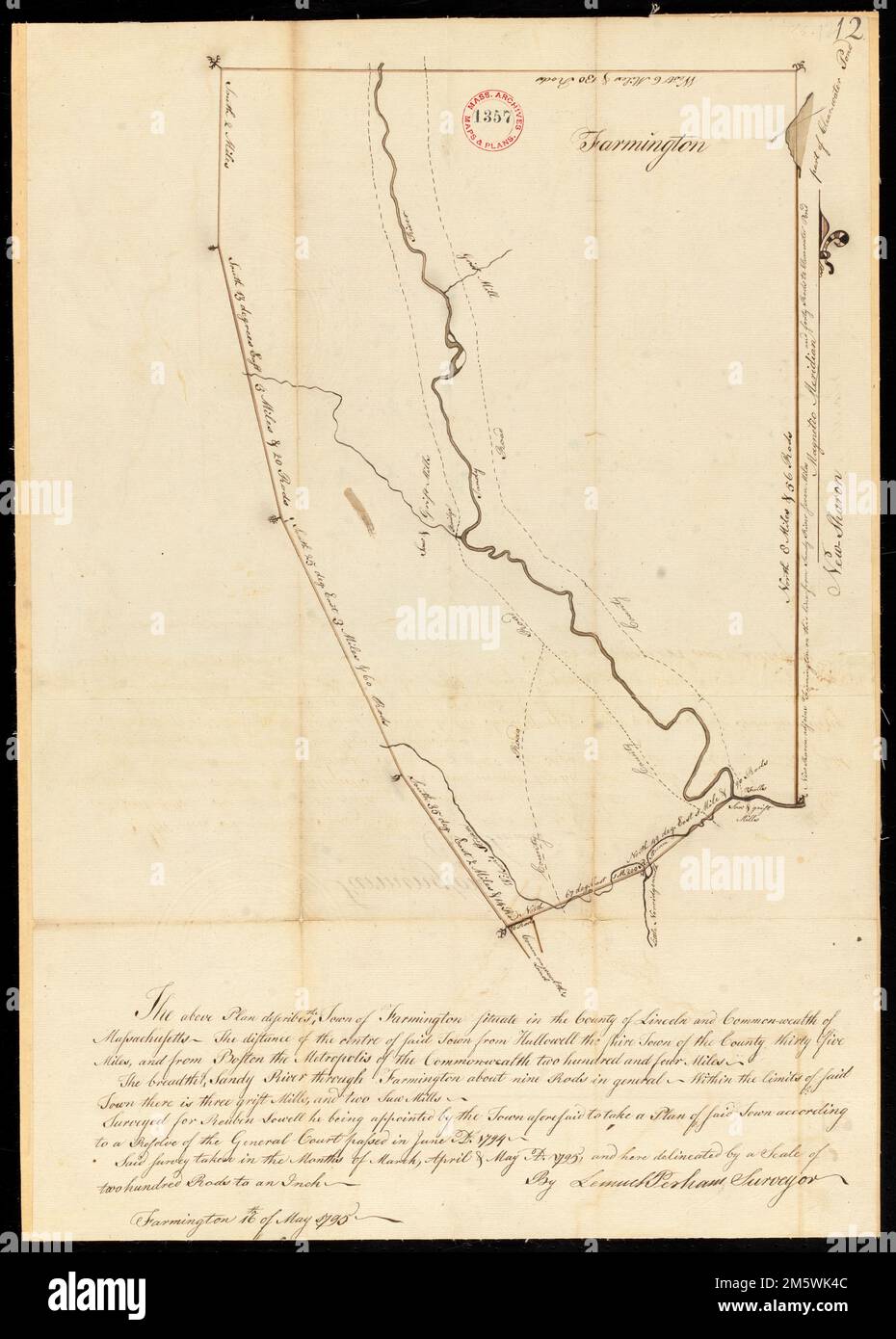 Plan of Farmington, made by Lemuel Perham, dated May, 1795..... , Maine ...