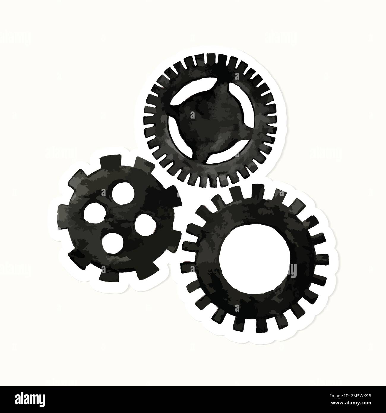Hand drawn black cogs sticker vector Stock Vector Image & Art - Alamy