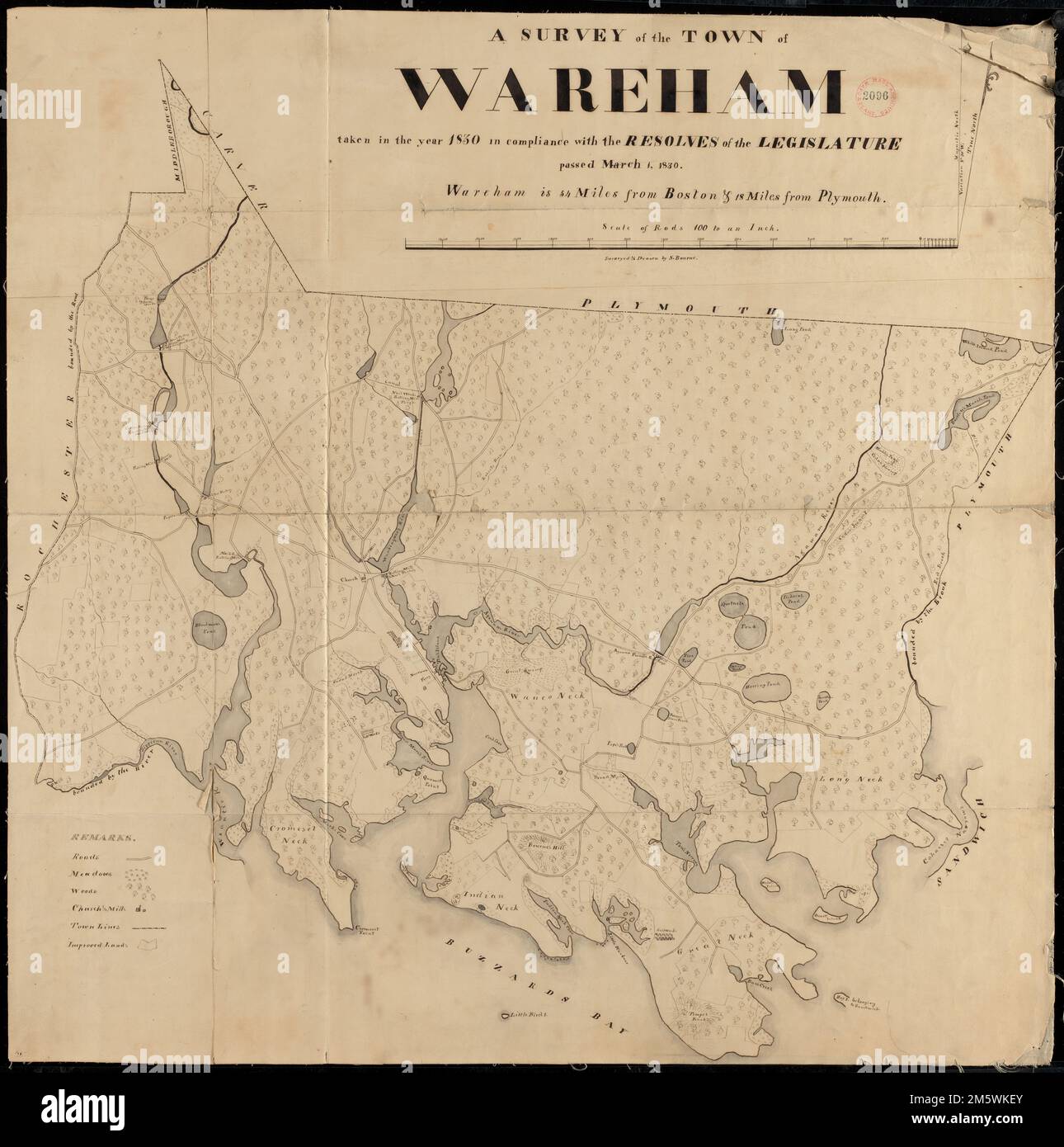 Plan of Wareham, surveyor's name not given, dated 1830 ...