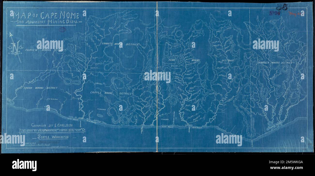 Map of Cape Nome and adjacent mining dists. Relief shown by hachures ...