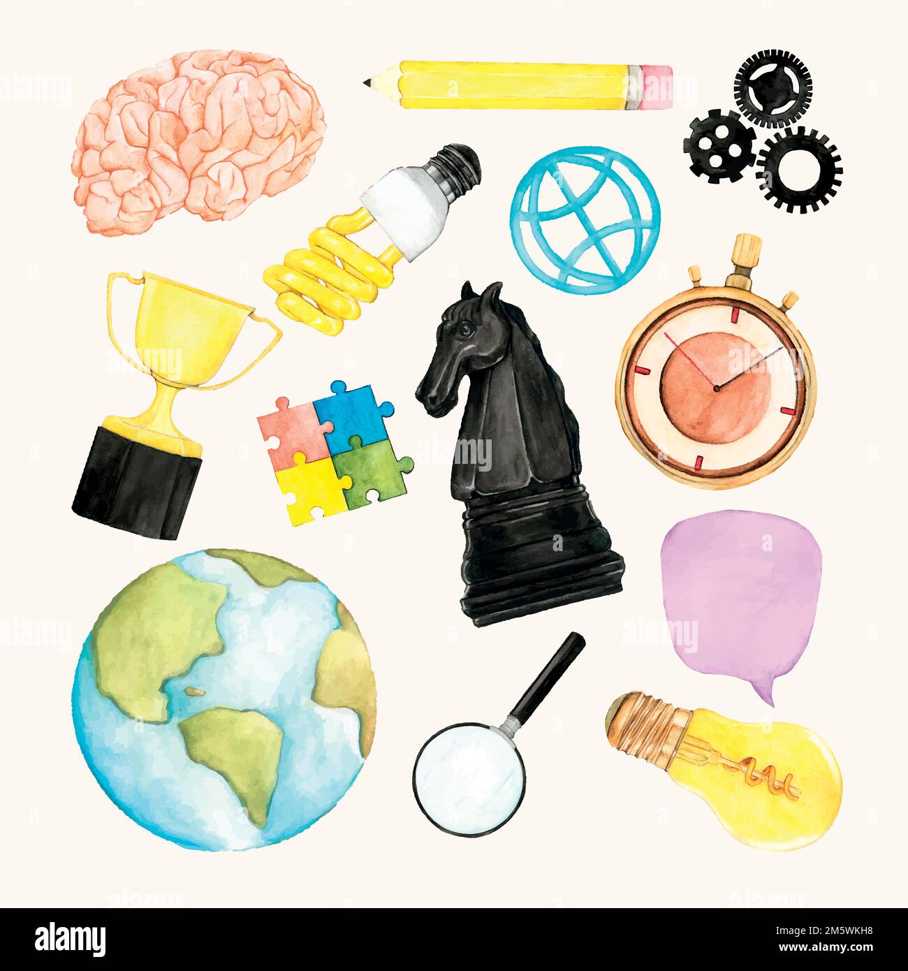 Hand drawn strategy and team stickers set vector Stock Vector Image ...