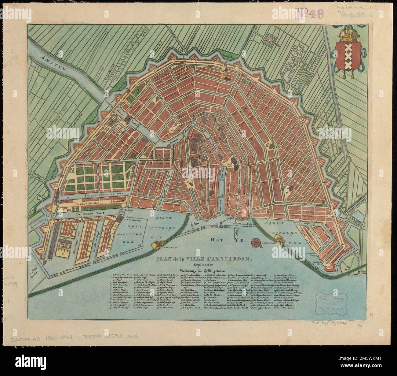 Plan de la ville d'Amsterdam. Date of publication estimated from city ...