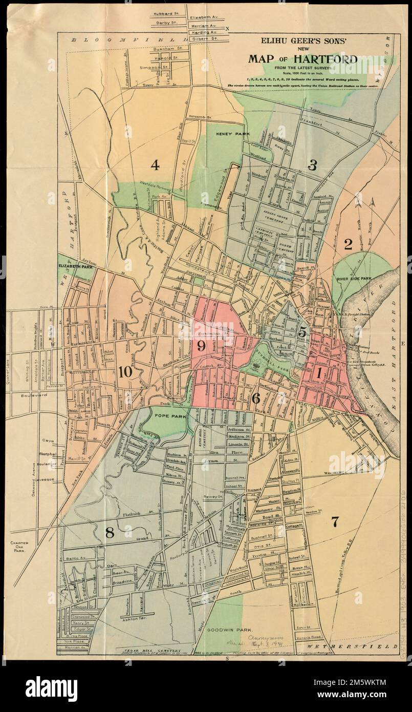Elihu Geer's sons' new map of Hartford from the latest surveys. Shows ...