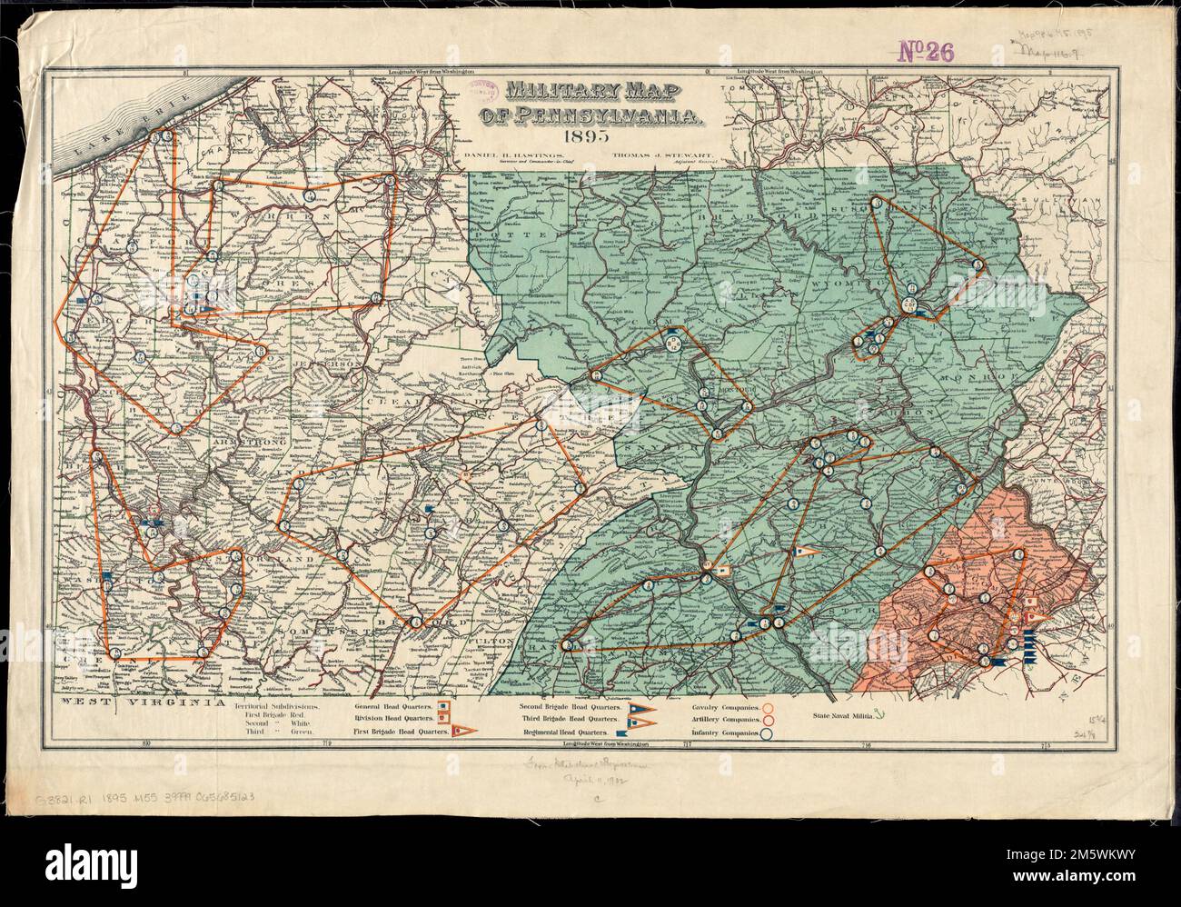 Military map of Pennsylvania. Shows territorial subdivisions, head ...