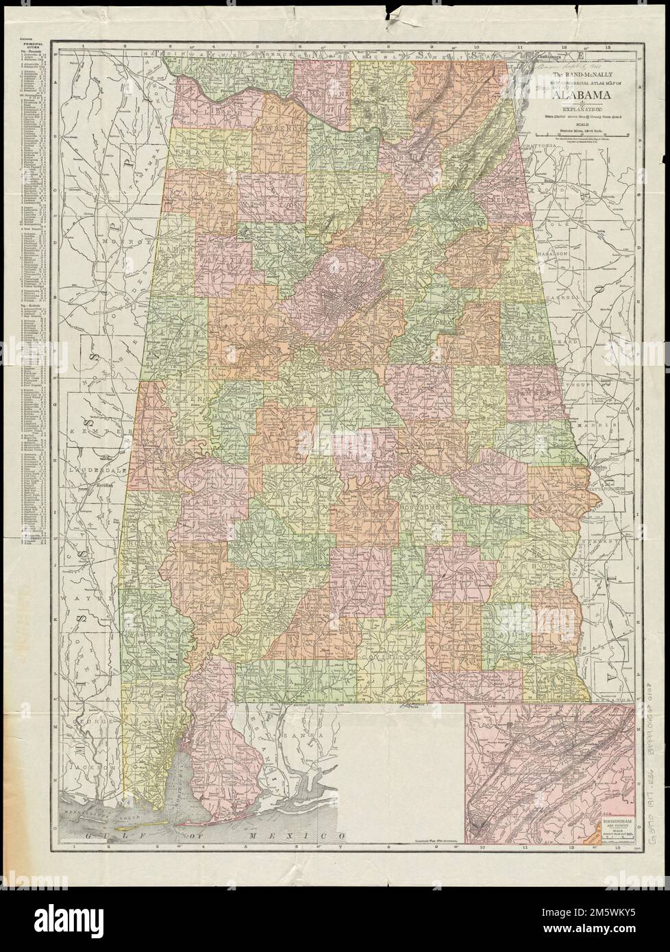 The Rand-McNally new commercial atlas map of Alabama. Relief shown by ...