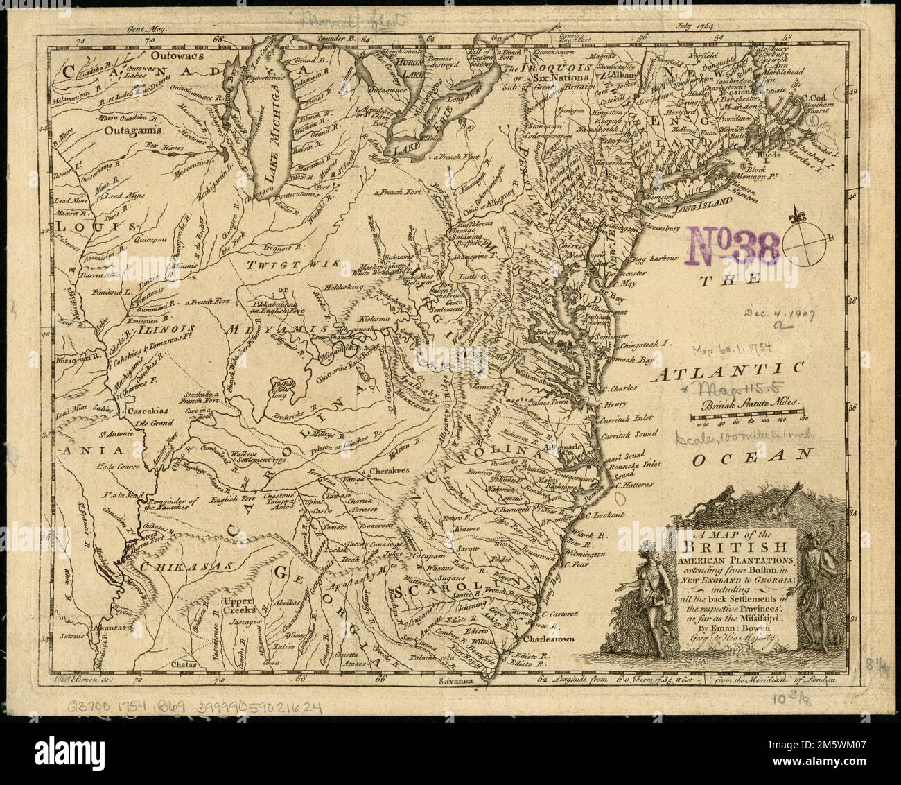 A Map of the British American plantations, extending from Boston in New ...