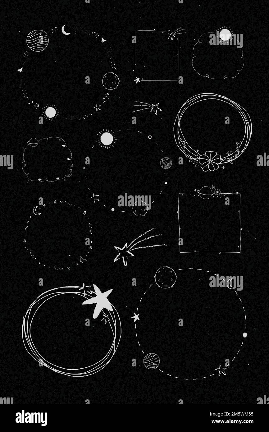Minimal line art galaxy frame set vector Stock Vector Image & Art - Alamy