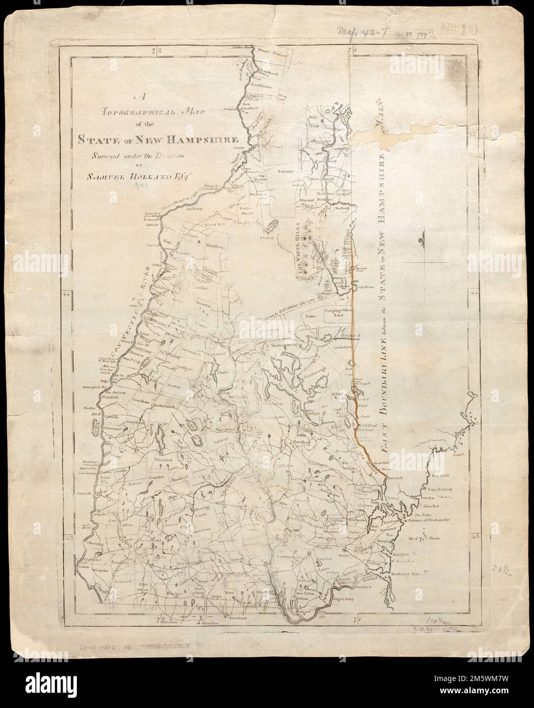 A topographical map of the State of New Hampshire. Shows roads ...