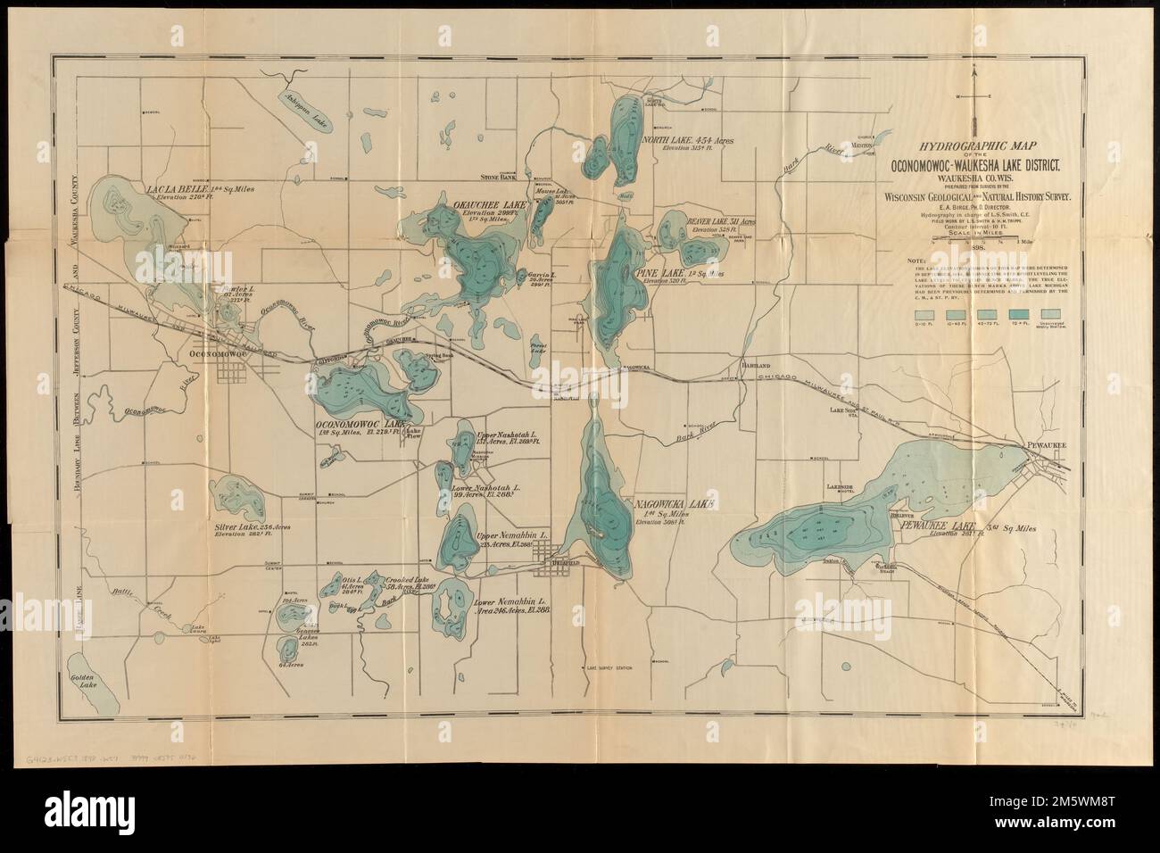 Hydrographic map of the Oconomowoc-Waukesha Lake District, Waukesha Co ...