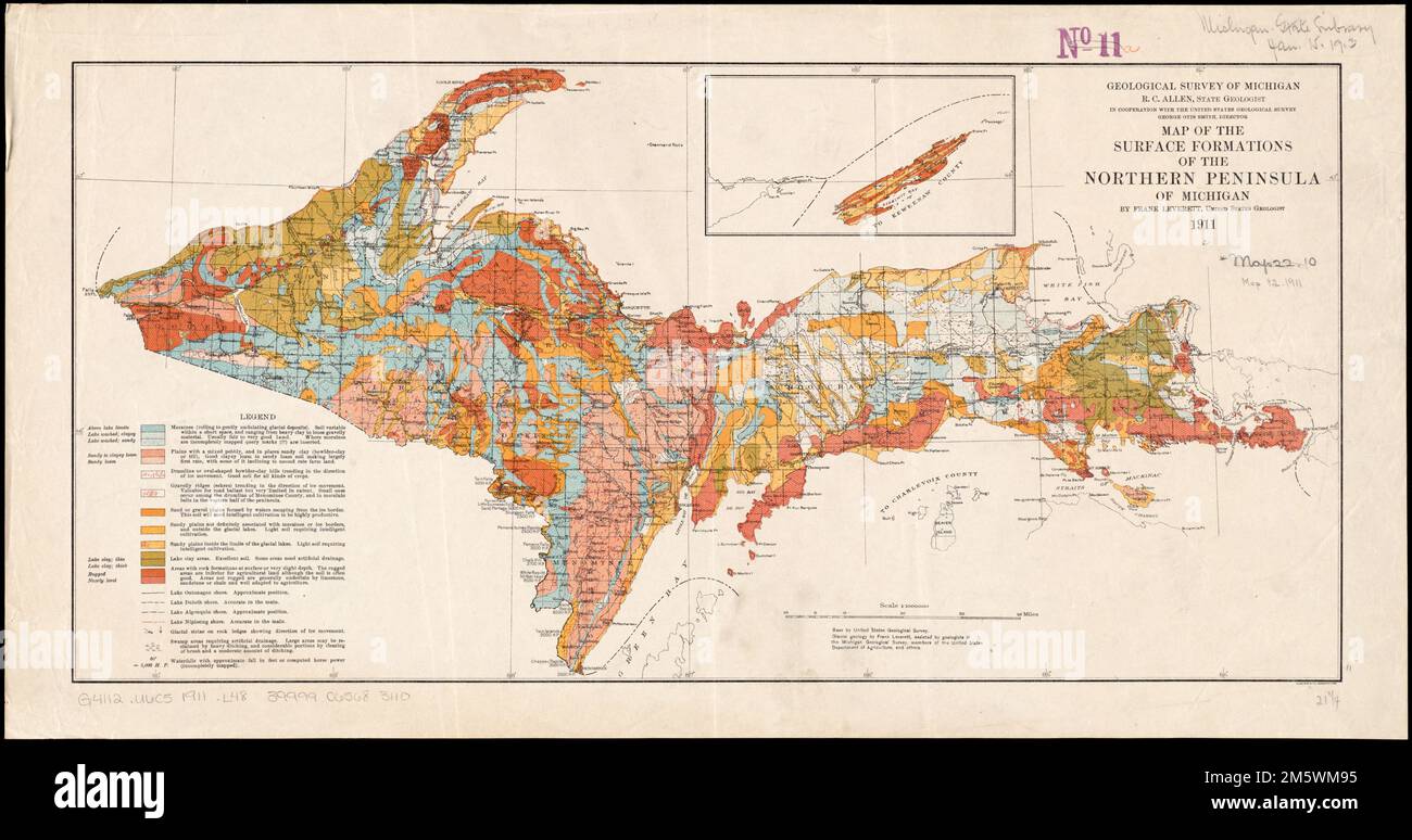 Map of the surface formations of the Northern Peninsula of Michigan ...