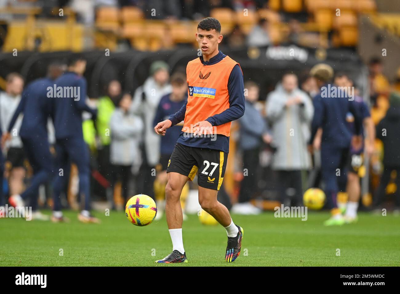 Matheus Nunes #27 of Wolverhampton Wanderers during the pre-game warm ...
