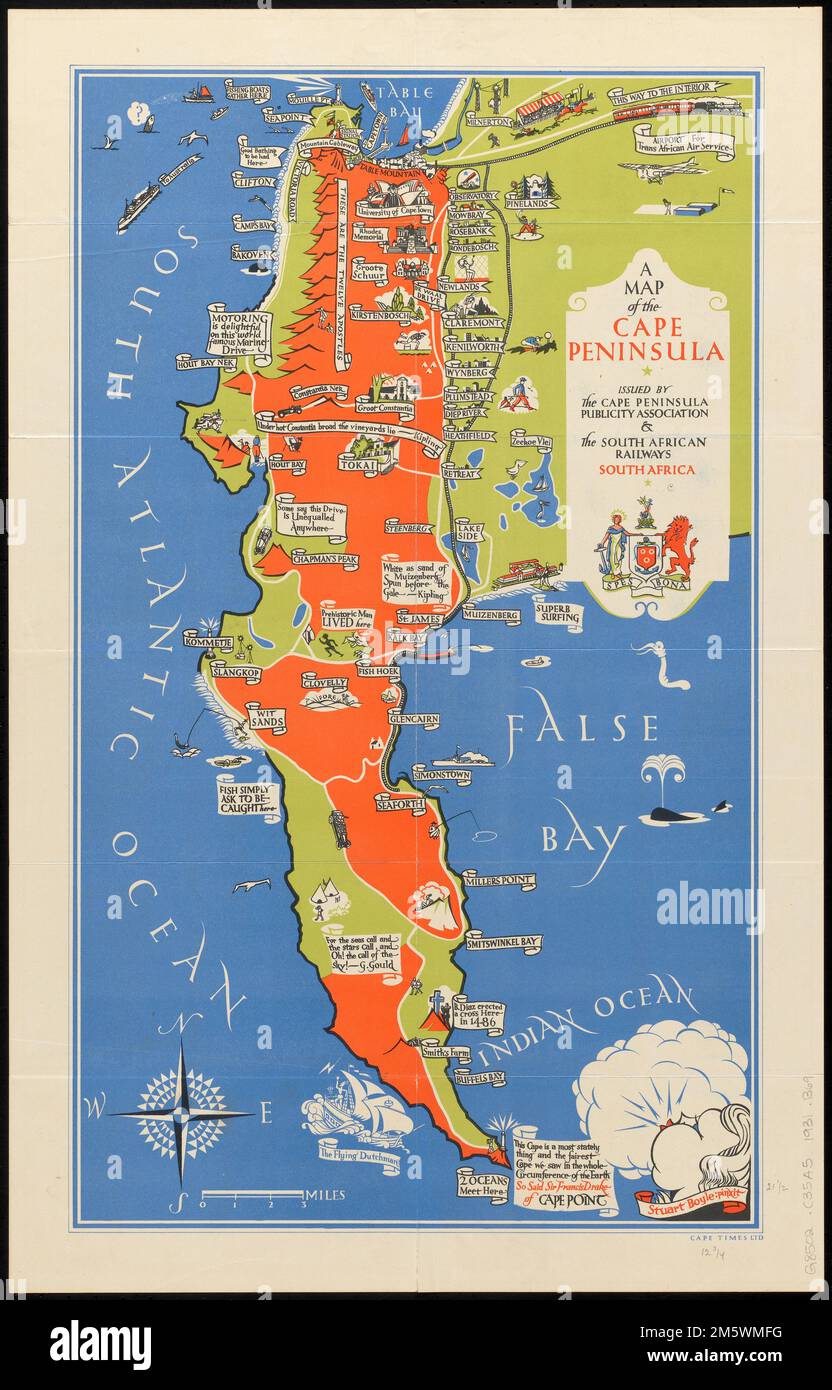 A map of the Cape Peninsula. Pictorial map. Includes illustrations and ...