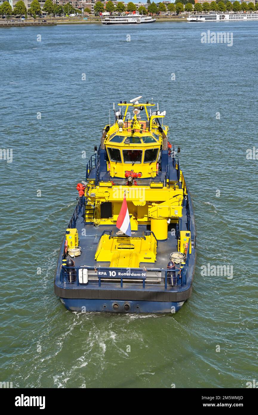 Rotterdam, Netherlands - August 2022: Tug boat on the Nieuwe Maas river ...