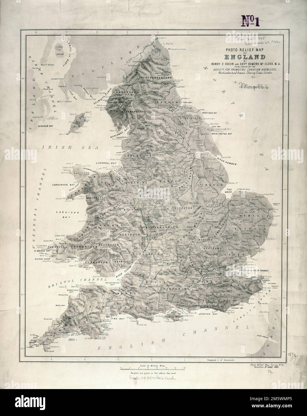 Photo relief map of England. Relief shown by hill shading. Featured in ...