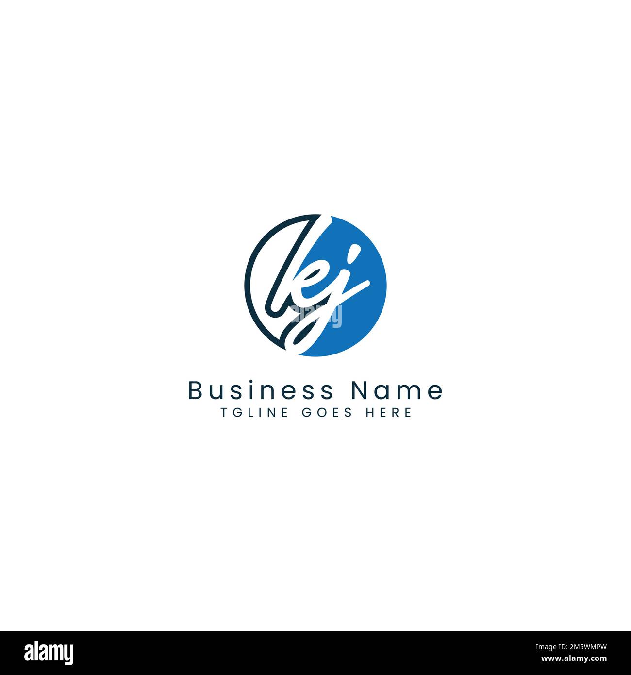 K J Kj Initial Letter Handwritten And Signature Vector Image Template In Round Shape Cutout Logo 