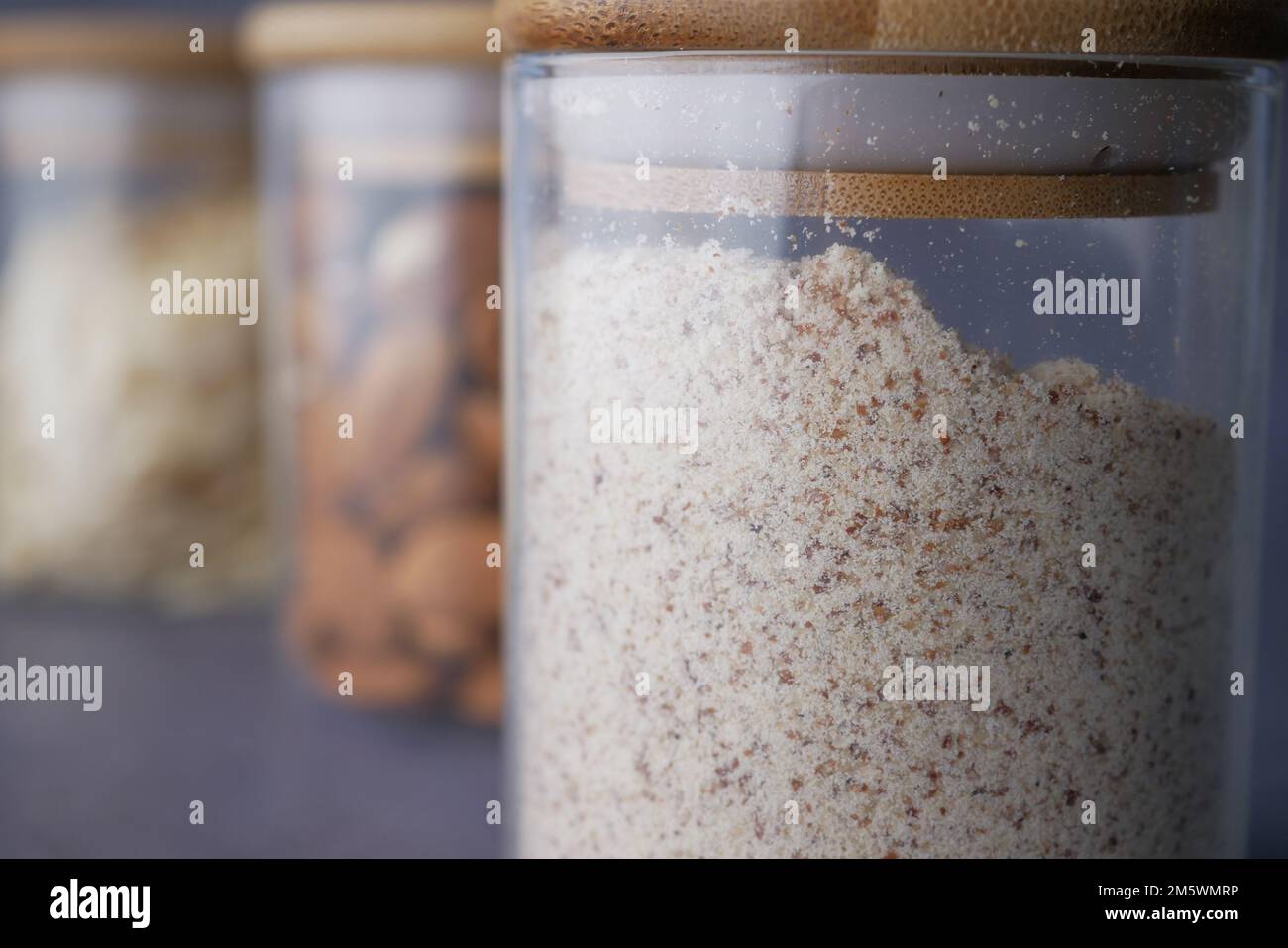 Almond powder in jar on hi-res stock photography and images - Alamy