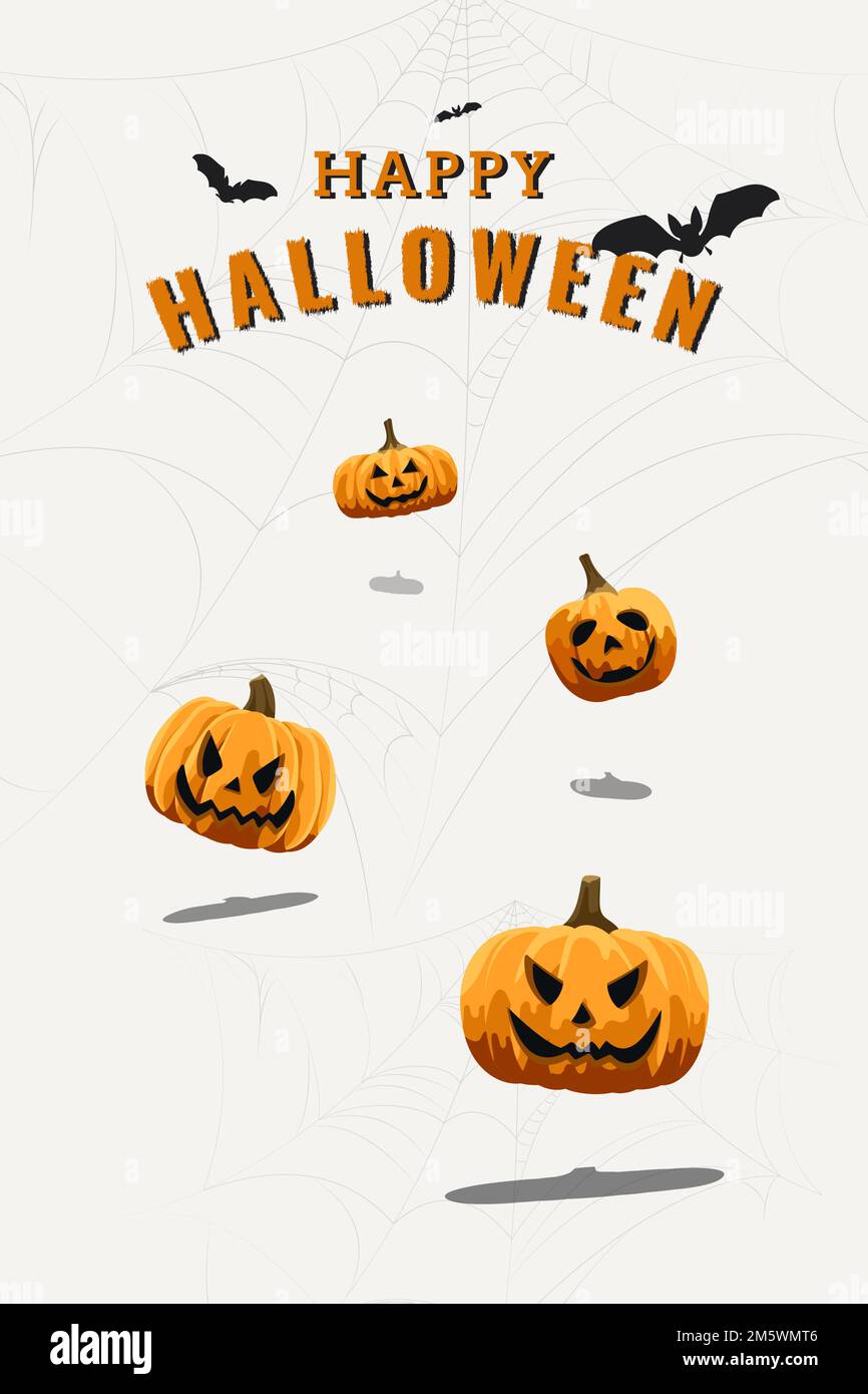 Happy Halloween background with Jack O'Lantern and bat elements vector ...